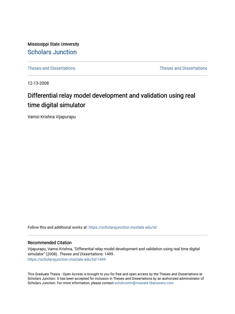 Differential Relay Model Development and Validation Using Real Ti | PDF | Electric Power ...