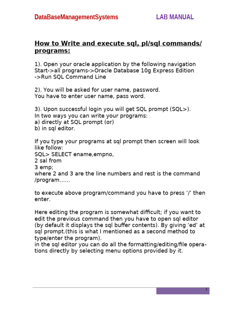 46742980 Dbms Complete Lab Manual | PDF | Table (Database) | Data Model