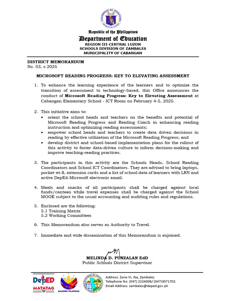 District-Memo-No.-3-Microsoft-Reading-Progress | PDF | Computing