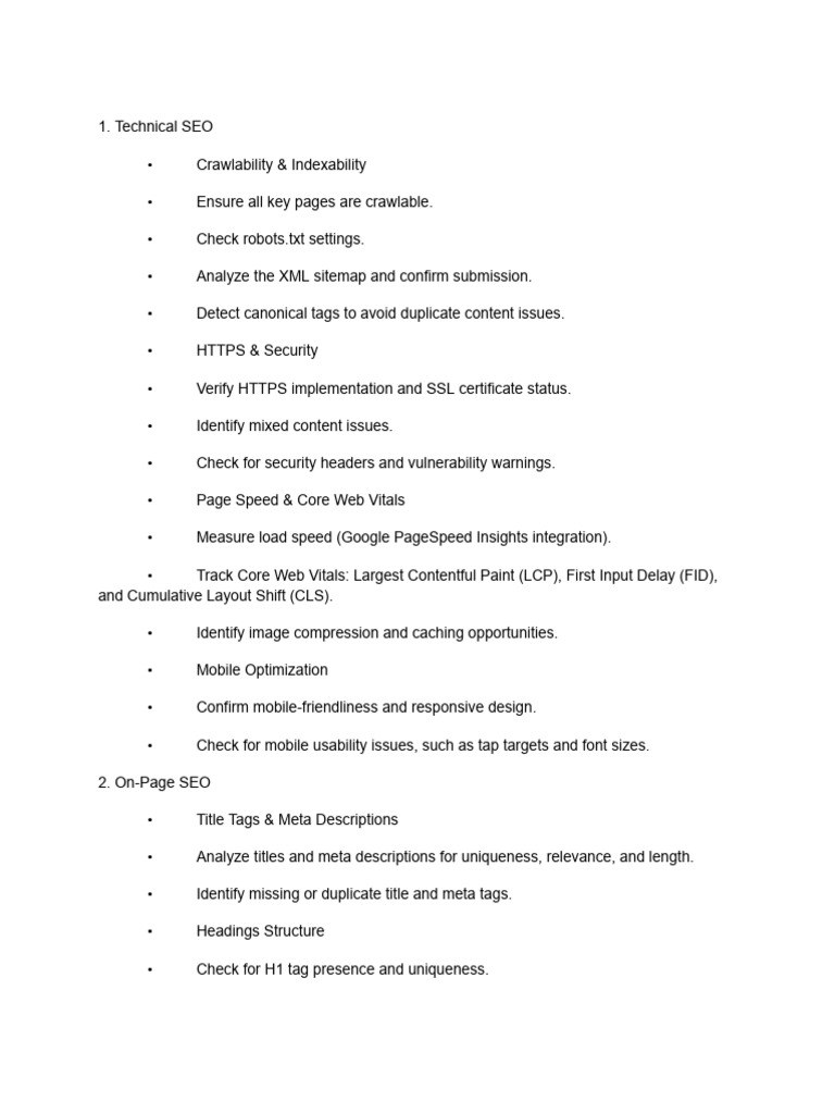 Seo Audit Tool Checklist | PDF | Search Engine Optimization | Analytics