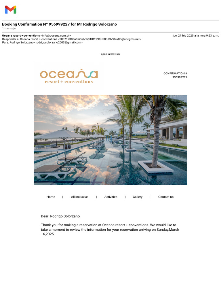 Gmail - Booking Confirmation Nº 956999227 for Mr Rodrigo Solorzano | PDF