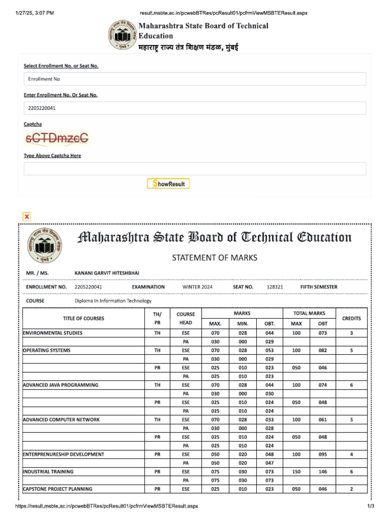 Winter 24 Result | PDF