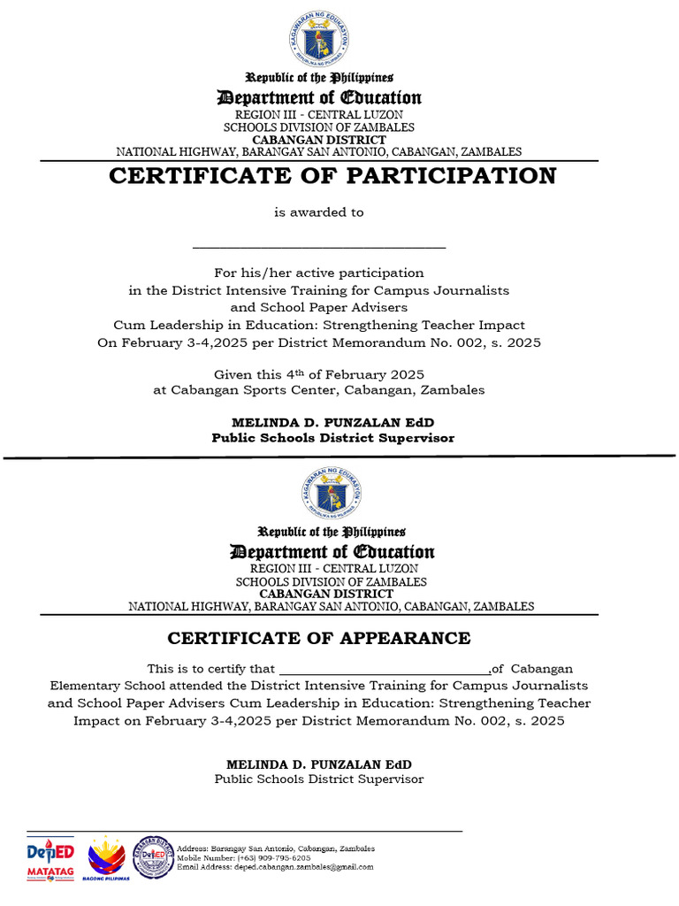 Certificate of Participation-Teachers - Learners | PDF