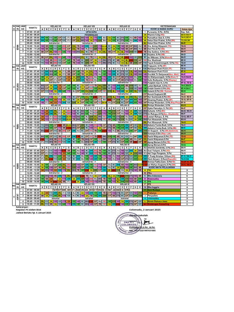 Jadwal KBM 24-25 SMT Genap - R | PDF