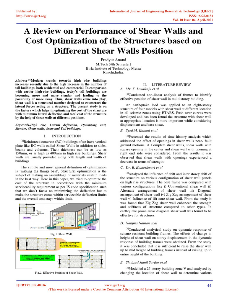 Shear Wall Optimization in High-Rise Structures | PDF | Beam (Structure ...