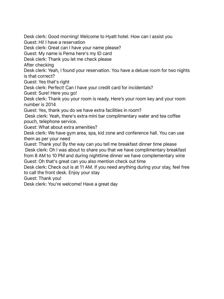 (Group 3) Hotel Script | PDF