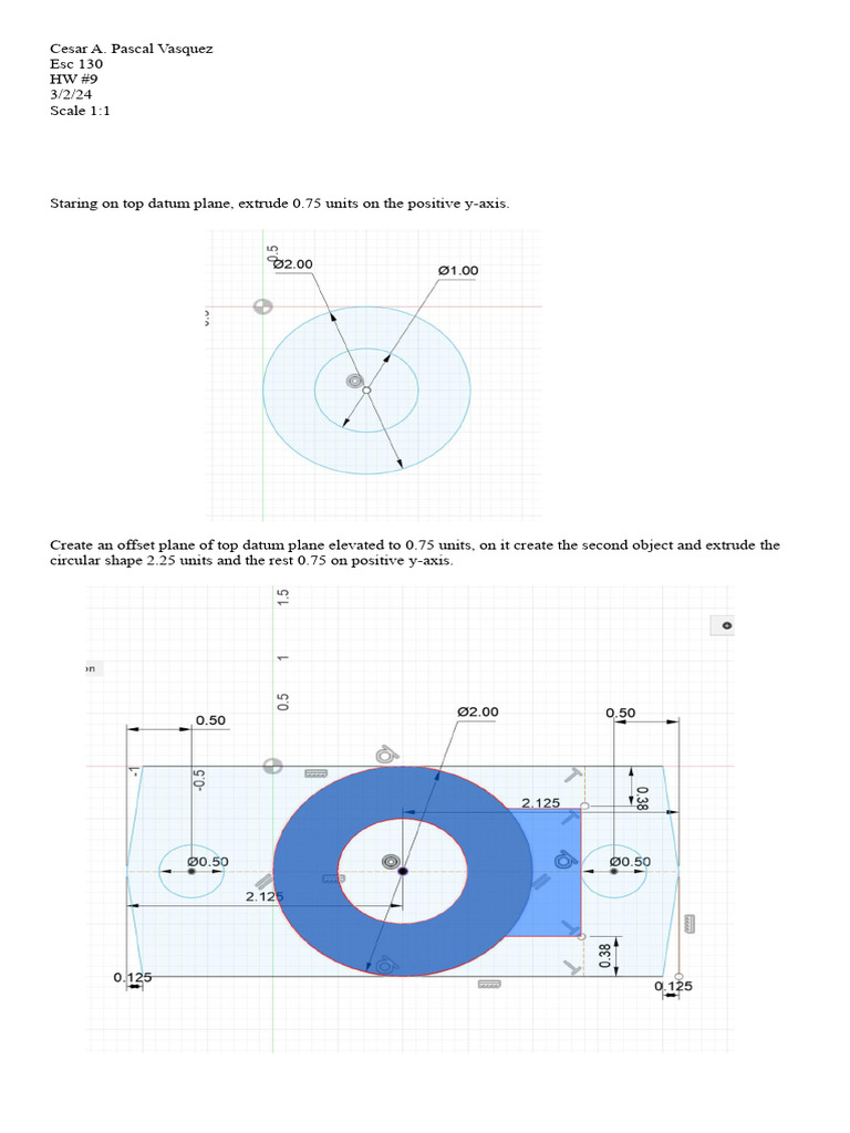 CAD Design Steps for 3D Object Creation | PDF