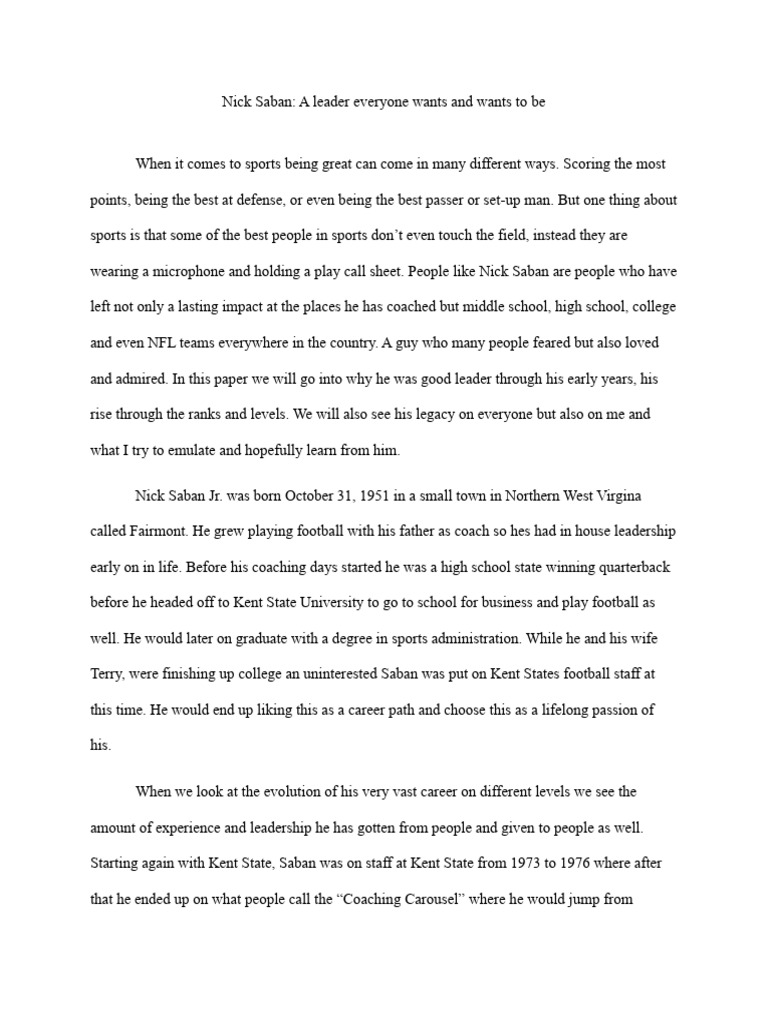 Nick Saban: Leadership and Legacy | PDF | American Football