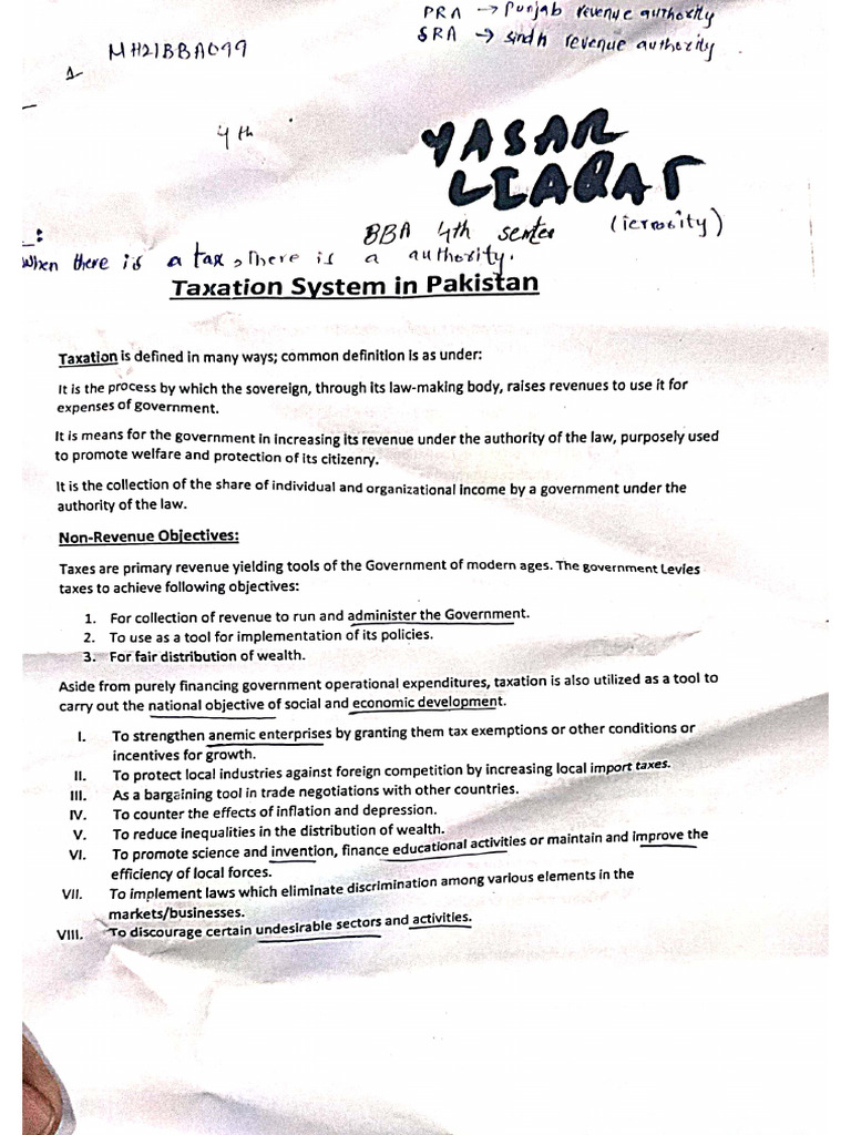 Taxation System in Pakistan | PDF