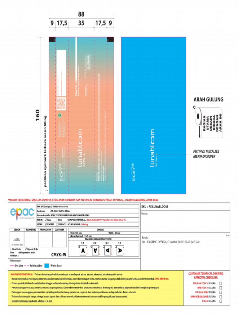 Roll Stock Cmykw Lunabloom-88wx500mtr-1sku O-Jak01-001013718 | PDF