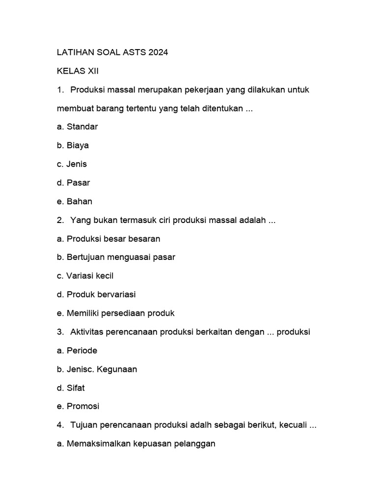 Latihan Soal Asts 2024 | PDF