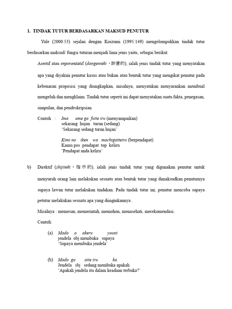 Klasifikasi Tindak Tutur | PDF