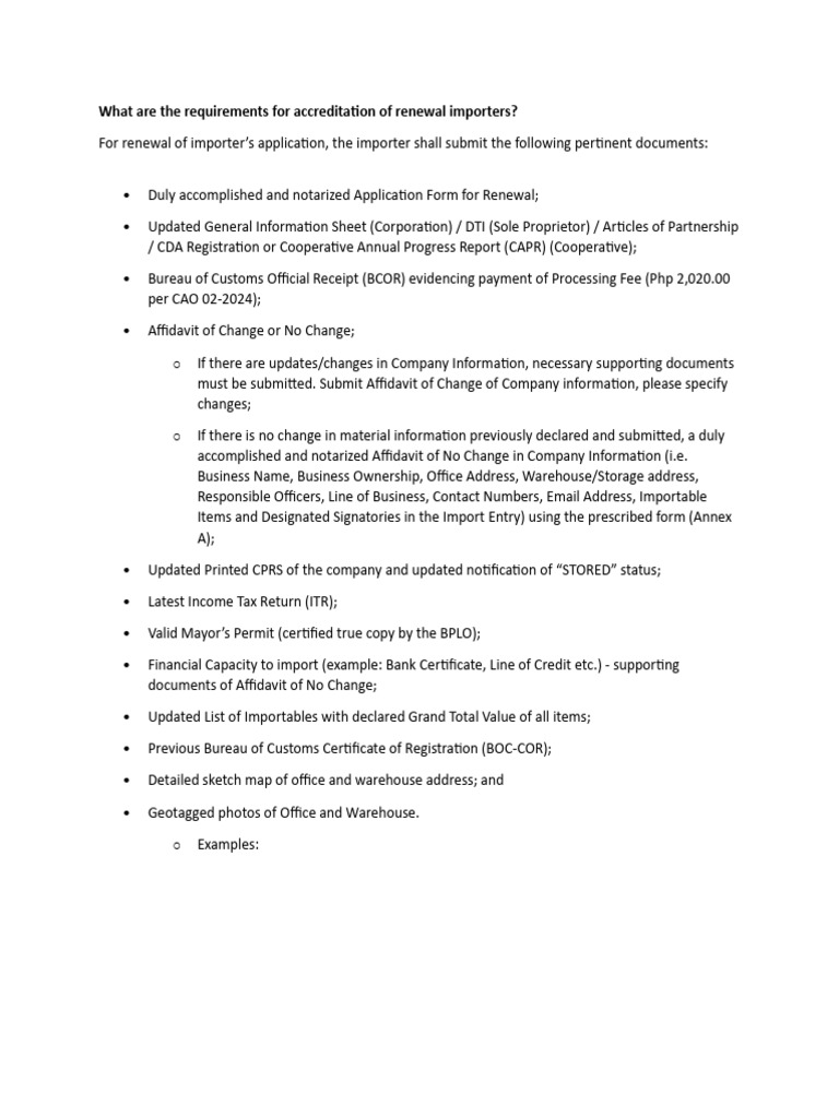 Boc Amo Renewal List of Requirements | PDF