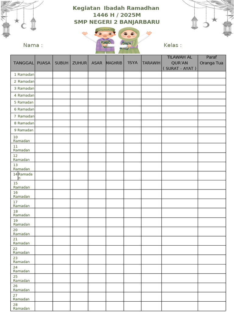 Ceklis Ramadhan New | PDF