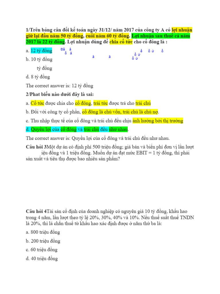 Trac Nghiem Co Dap An | PDF