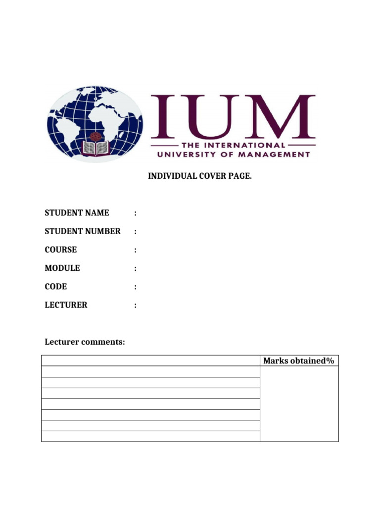 Individual Cover Page Template | PDF