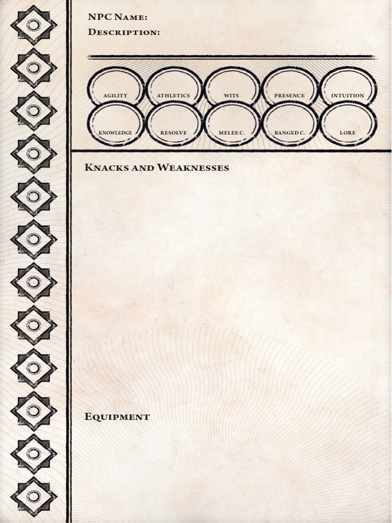 Arkham Horror RPG NPC Sheet OEF 2024 11 22 | PDF