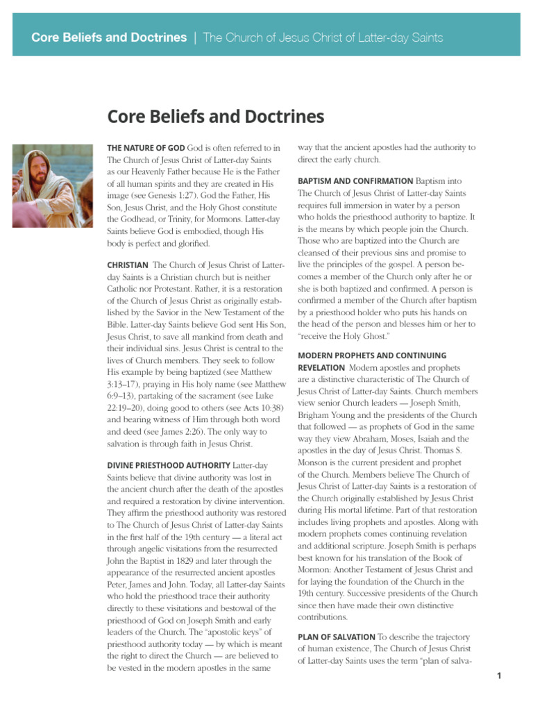 Core Beliefs and - Doctrines | PDF | The Church Of Jesus Christ Of Latter Day Saints | Baptism