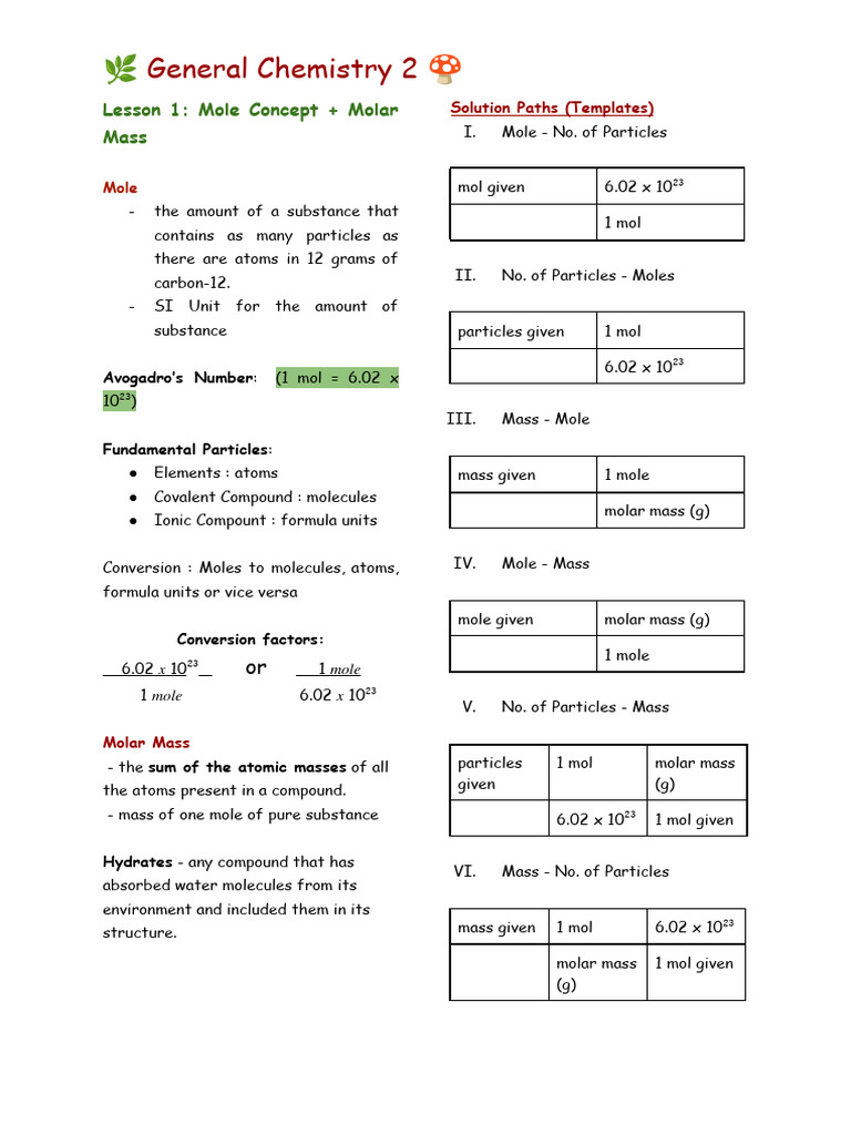 General Chemistry Reviewer: Stoichiometry | PDF | Mole (Unit ...
