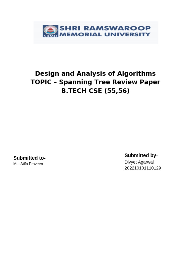 Spanning Trees- A Comprehensive Review | PDF | Combinatorics | Discrete Mathematics