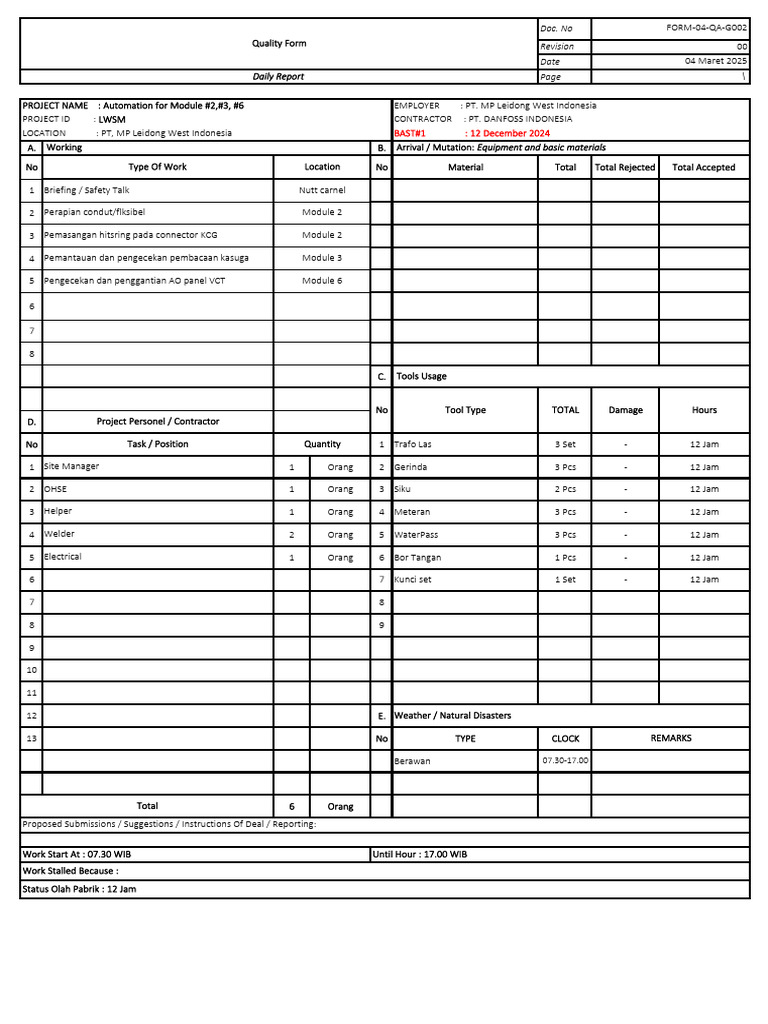 Danfoss - Smart Daily Report LWSM 04 Maret 2025 | PDF | Machines | Electrical Engineering