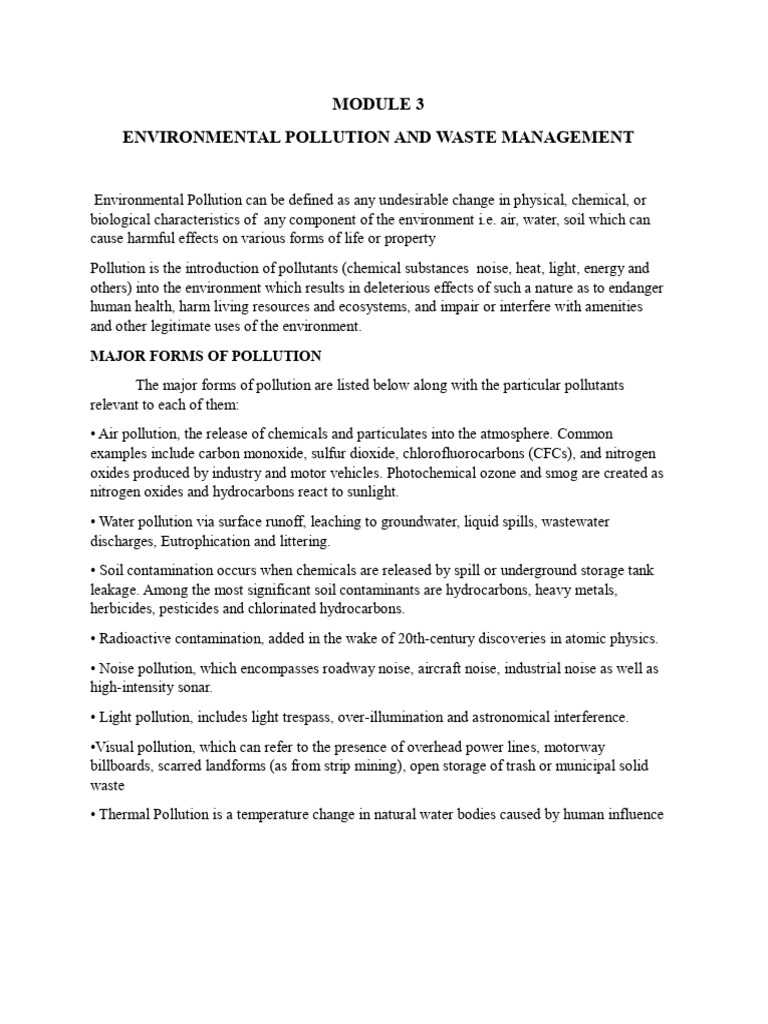 Besk508 Module 3 Environmental Pollution and Mangaement. | PDF | Waste ...
