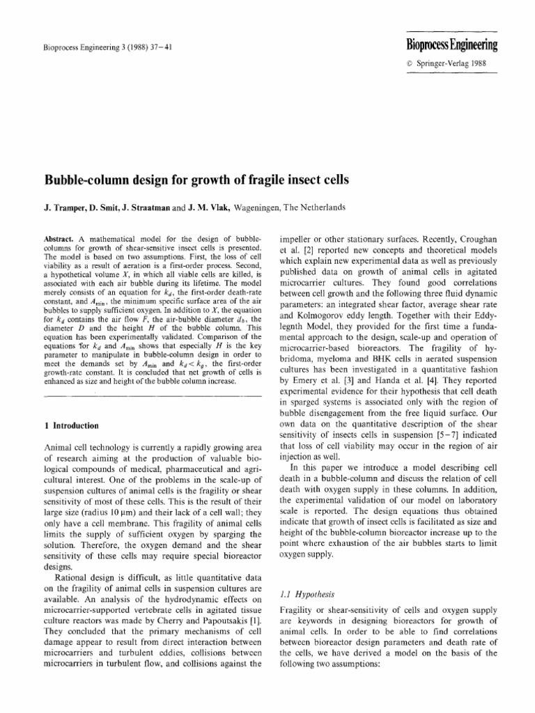 Bubble-Column Design for Insect Cells | PDF