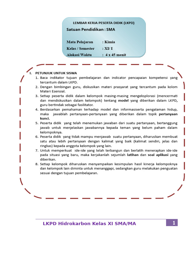LKPD Hidrokarbon Kelas XI | PDF