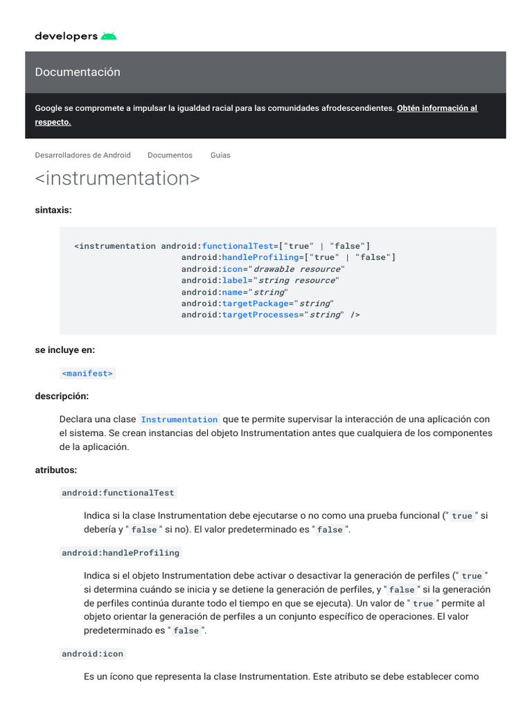 Instrumentation Desarrolladores de Android Androi | PDF | Android (sistema operativo ...