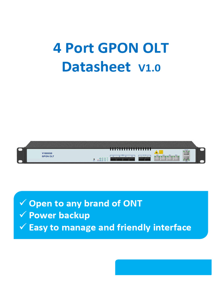 V1600G0 - OLT GPON - Datasheet V1.01 | PDF | Multicast | Port (Computer Networking)