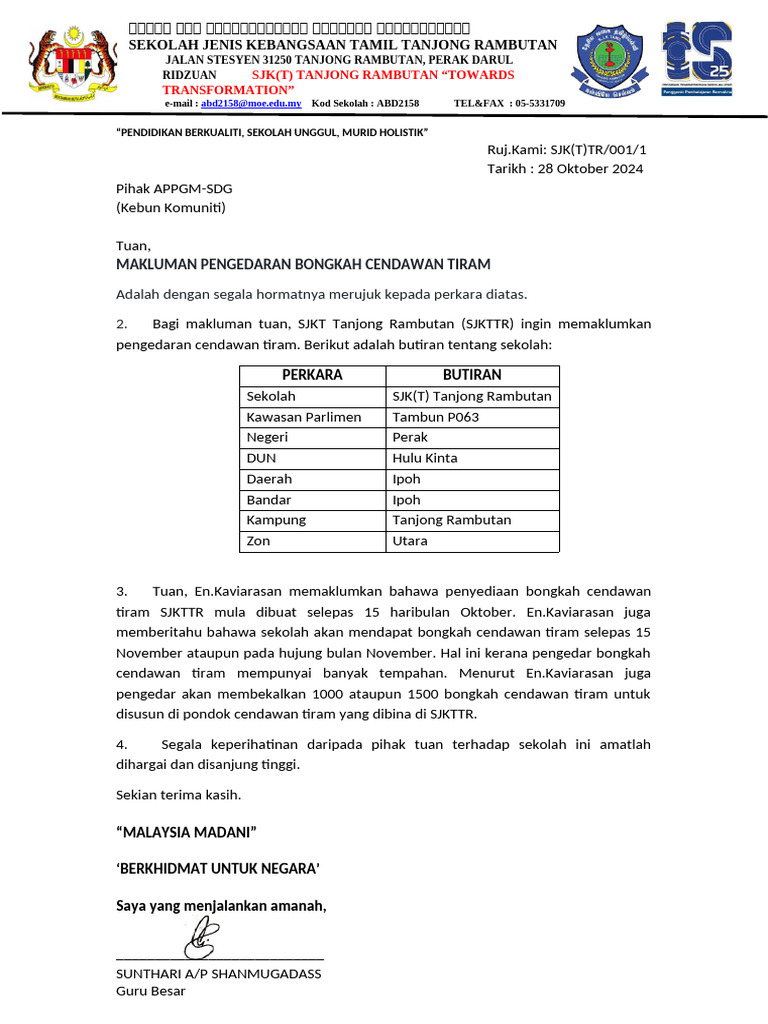 Surat Makluman Bongkah Cendawan 28.10.2024 | PDF