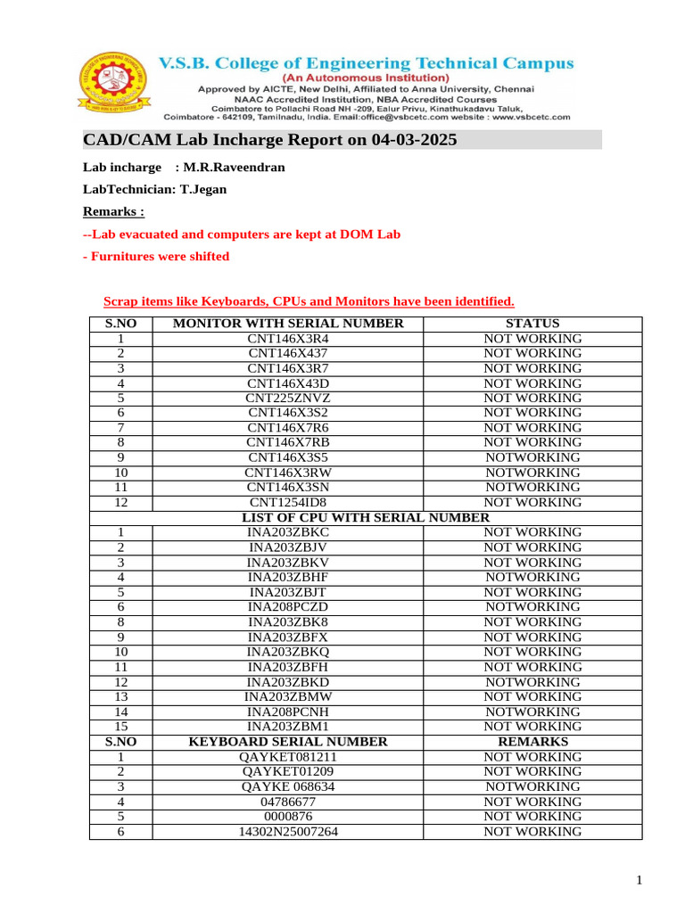 CAD-CAM Lab Report - 04-03-2025 | PDF | Printer (Computing) | Office Work
