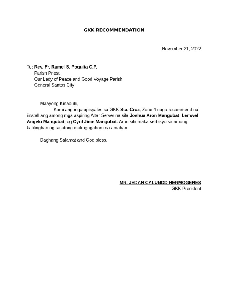 GKK Recommendation | PDF