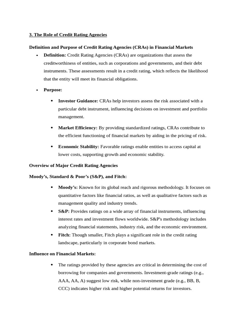 The Role of Credit Rating Agencies | PDF | Credit Rating | Credit ...