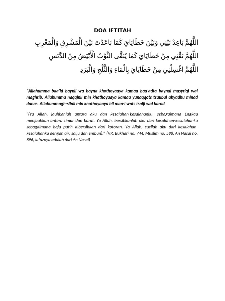 Doa Iftitah dan Bacaan Takbir | PDF