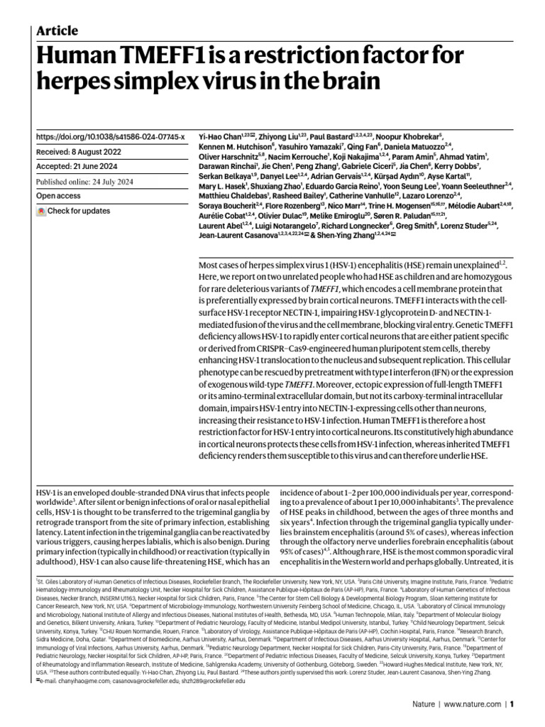 Human TMEFF1 Is A Restriction Factor For Herpes Simplex Virus in The ...
