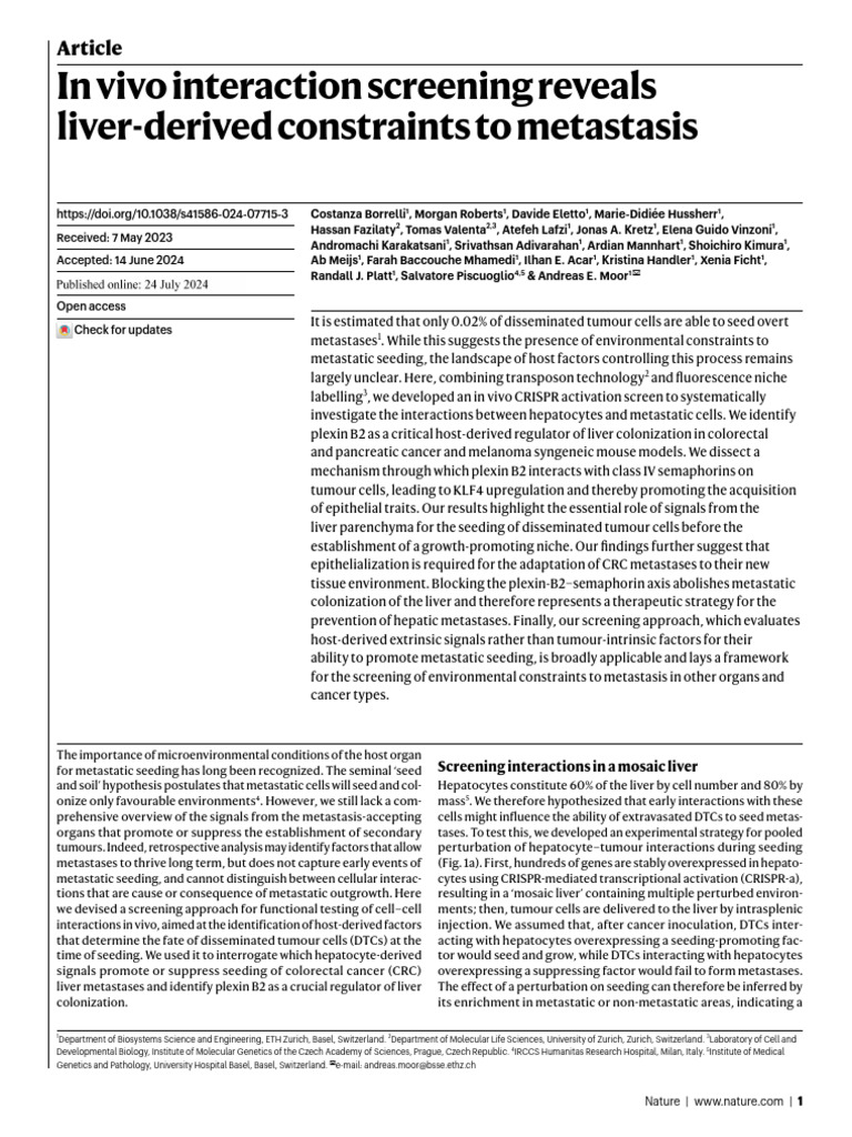 Liver Signals Impacting Cancer Metastasis | PDF | Metastasis | Cancer