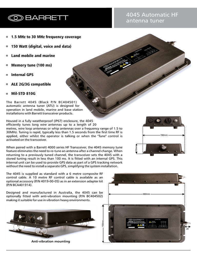 Barrett 4045 Automatic HF Antenna Tuner Brochure - 250304 - 070127 ...