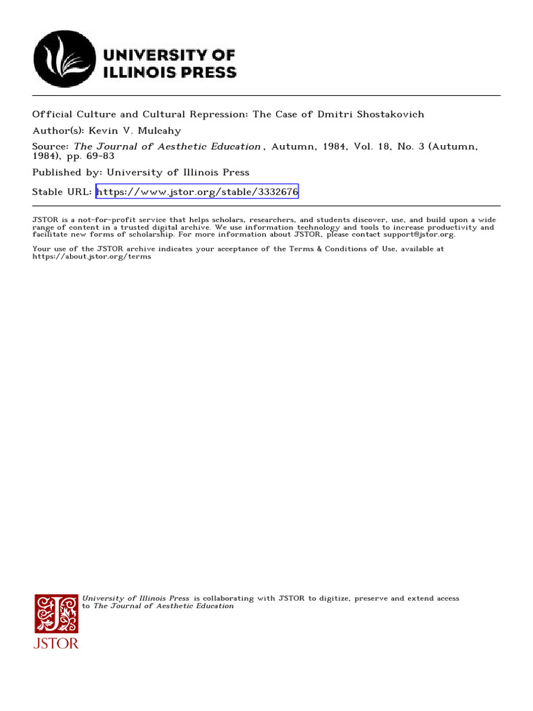 Official Culture and Cultural Repression- The Case of Dmitri ...