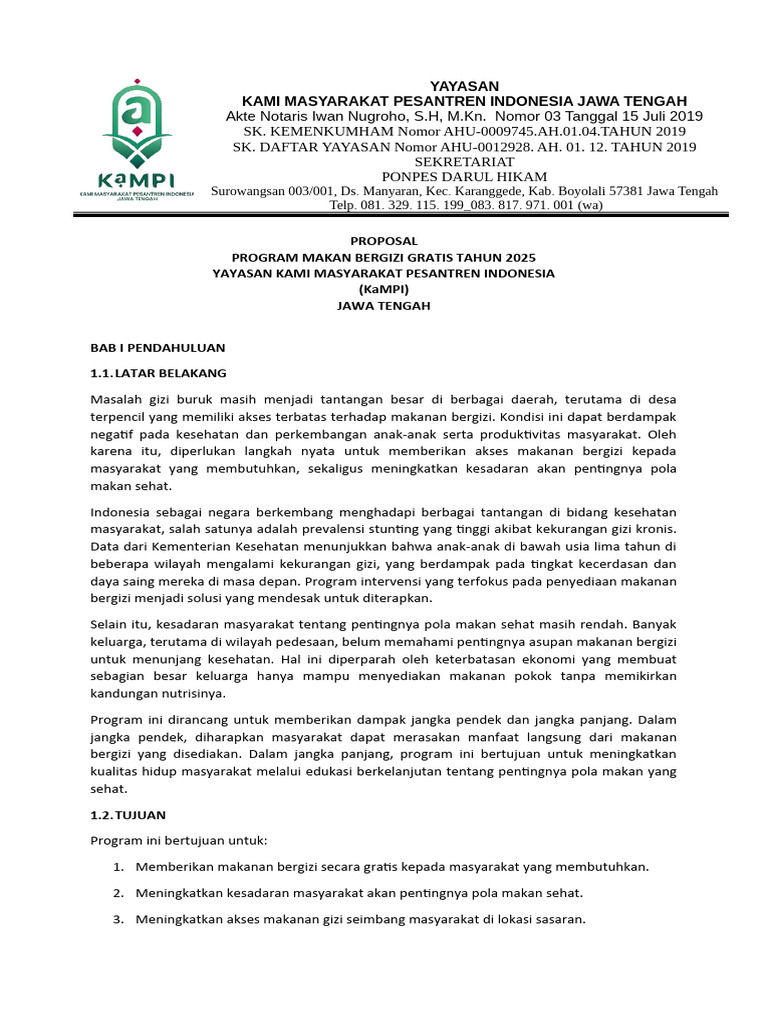 Proposal Pengajuan MBG Revisi 2 | PDF