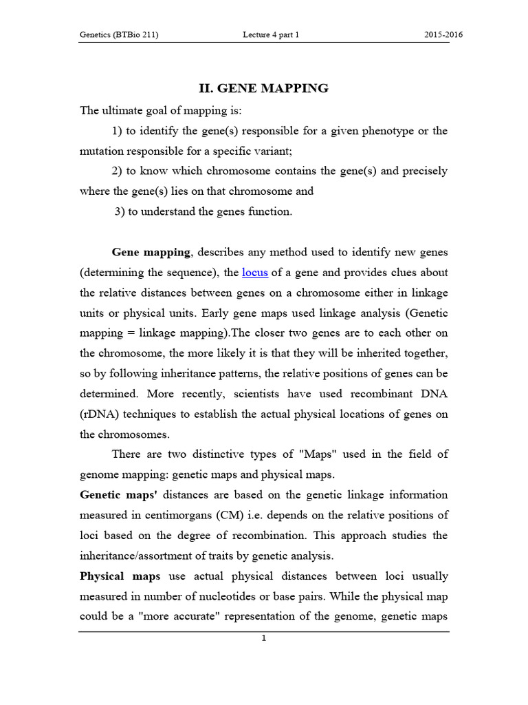 GENE MAPPING | PDF | Genetic Linkage | Genetics