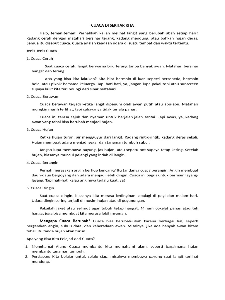 LKPD B Indo-Cuaca Di Sekitar Kita | PDF