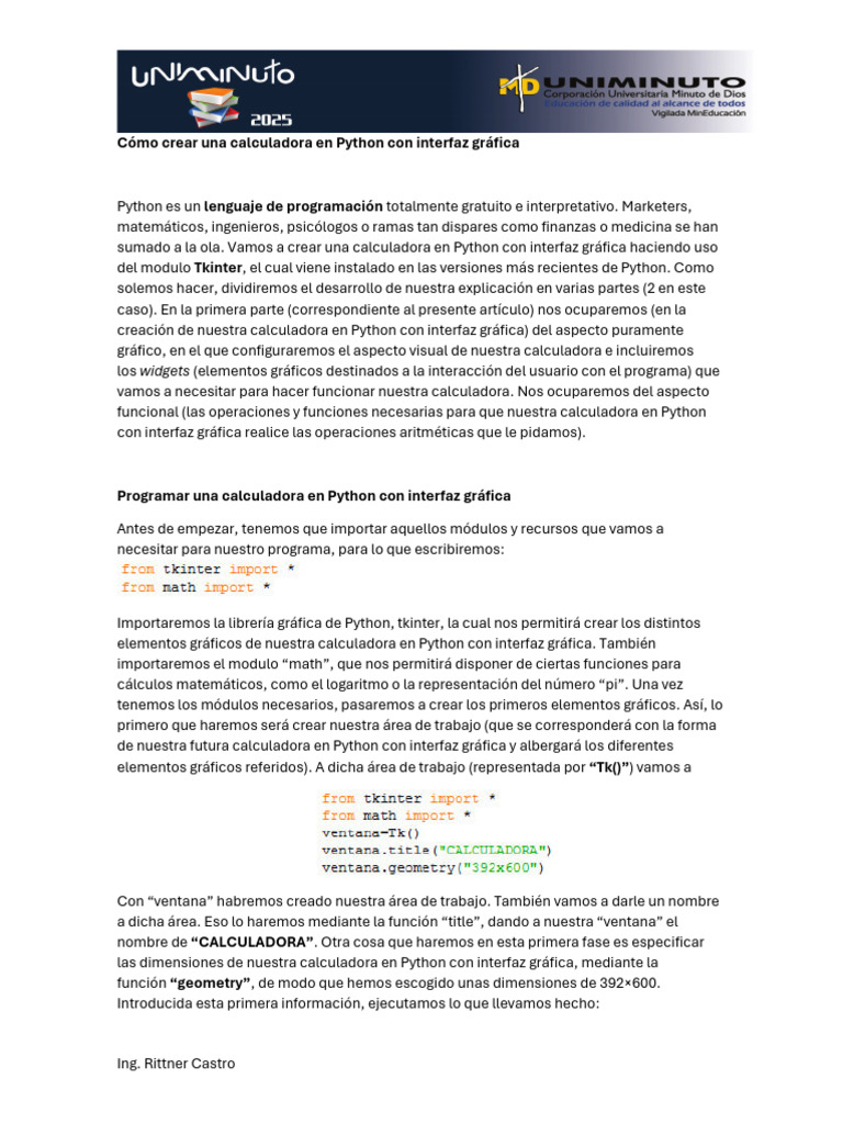 Cómo Crear Una Calculadora en Python Con Interfaz Gráfica | PDF ...