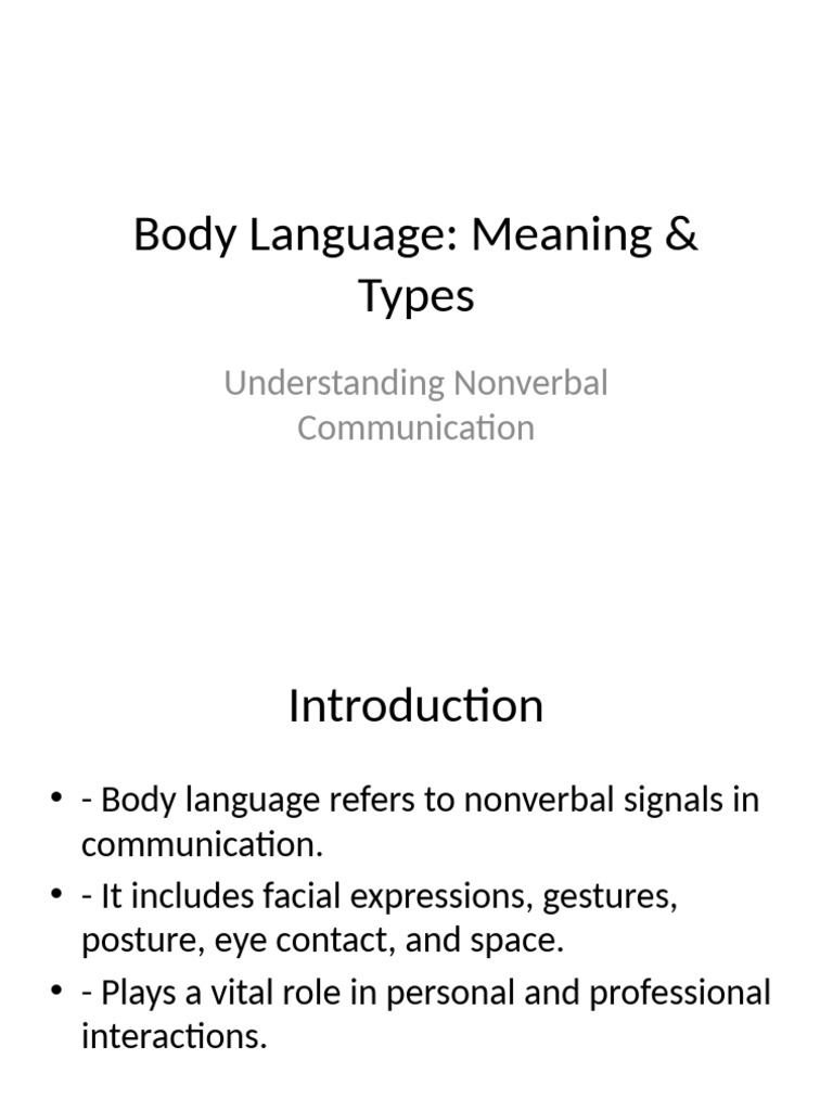 Body Language Presentation | PDF