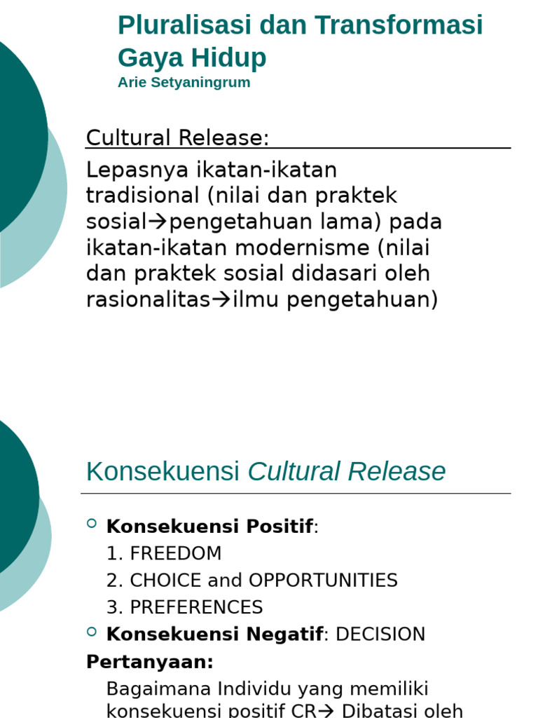 Pluralisasi Dan Transformasi Gaya Hidup | PDF