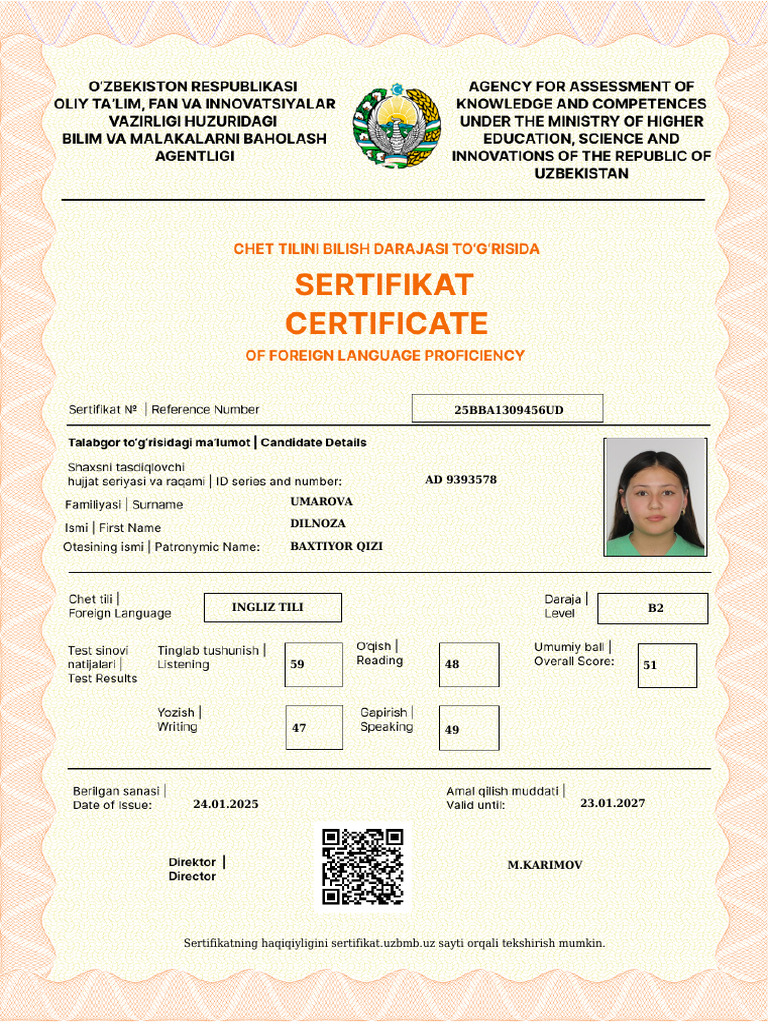 English Language B2 Certification Document | PDF