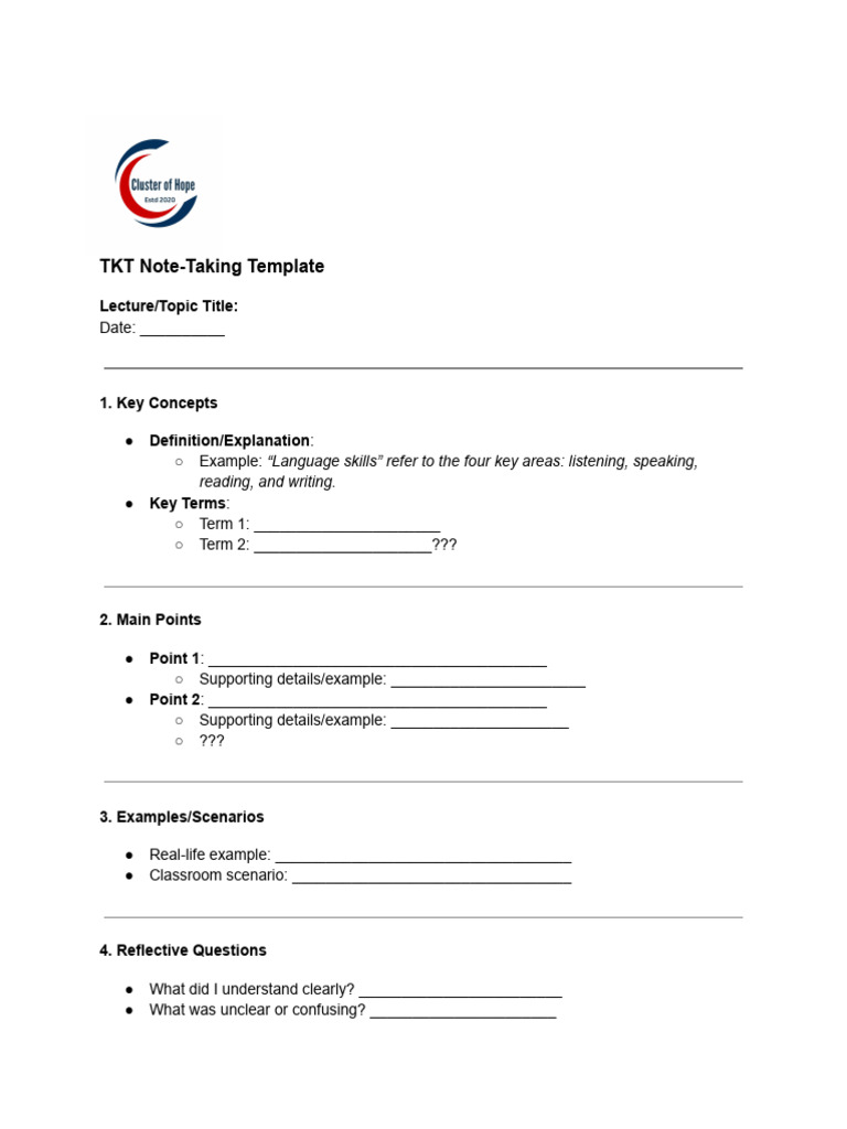 Note Taking Template | PDF