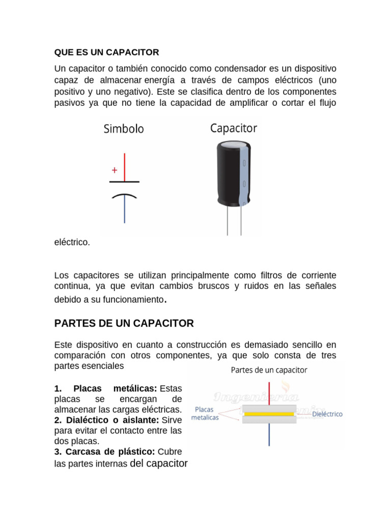 Capacitores: Funcionamiento y Tipos | PDF | Condensador | Red eléctrica