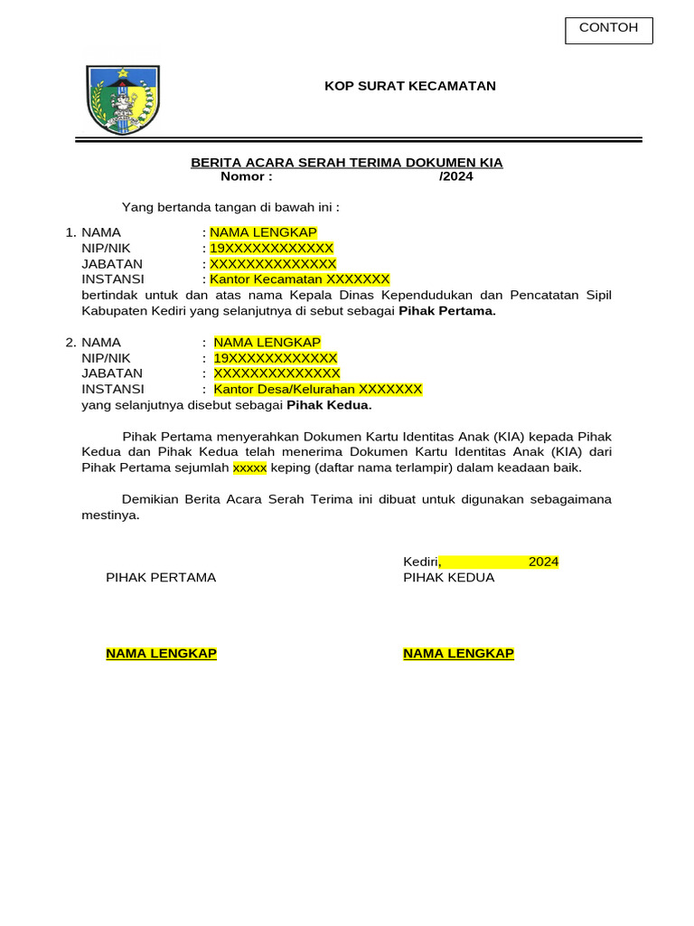 Contoh Bast Kia Kec Ke Desa | PDF