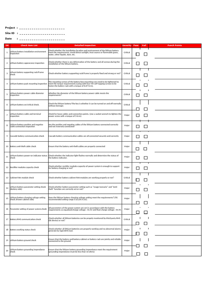 FB150B1 Battery Check Point List For OML - V1.2 | PDF | Screw | Battery ...